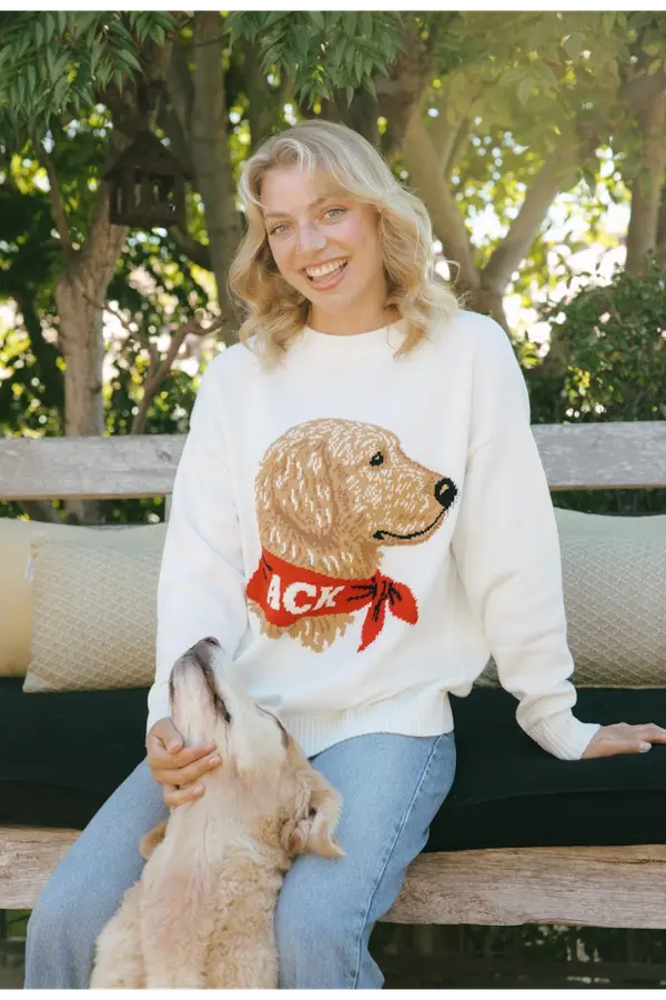 ELLSWORTH + IVEY Crew Neck Dog Sweater