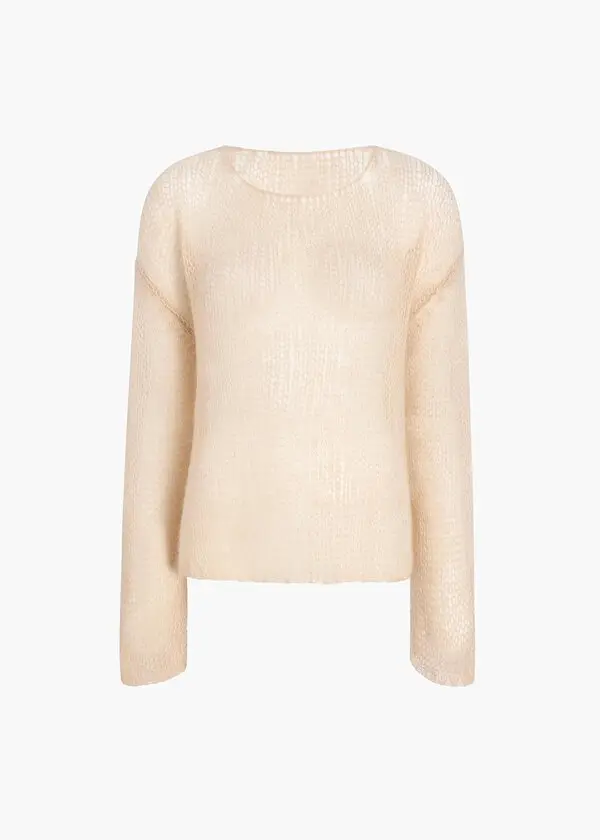Khaite Wendy Mohair Silk Blend Sweater - Light Beige