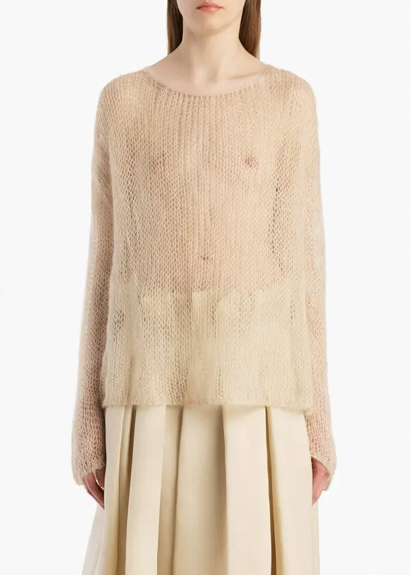 Khaite Wendy Mohair Silk Blend Sweater - Light Beige