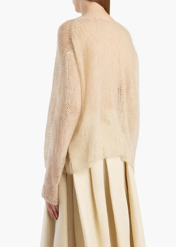 Khaite Wendy Mohair Silk Blend Sweater - Light Beige
