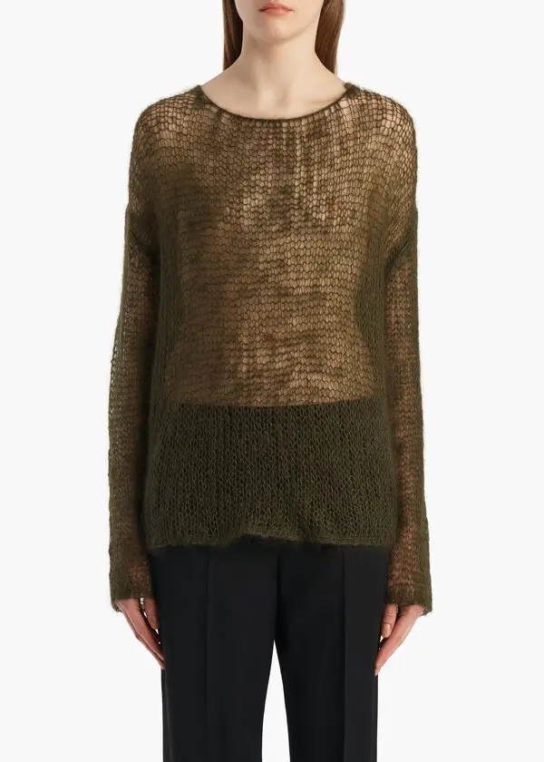 Khaite Wendy Mohair Silk Pullover - Dark Olive