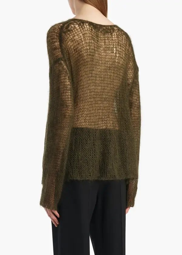 Khaite Wendy Mohair Silk Pullover - Dark Olive