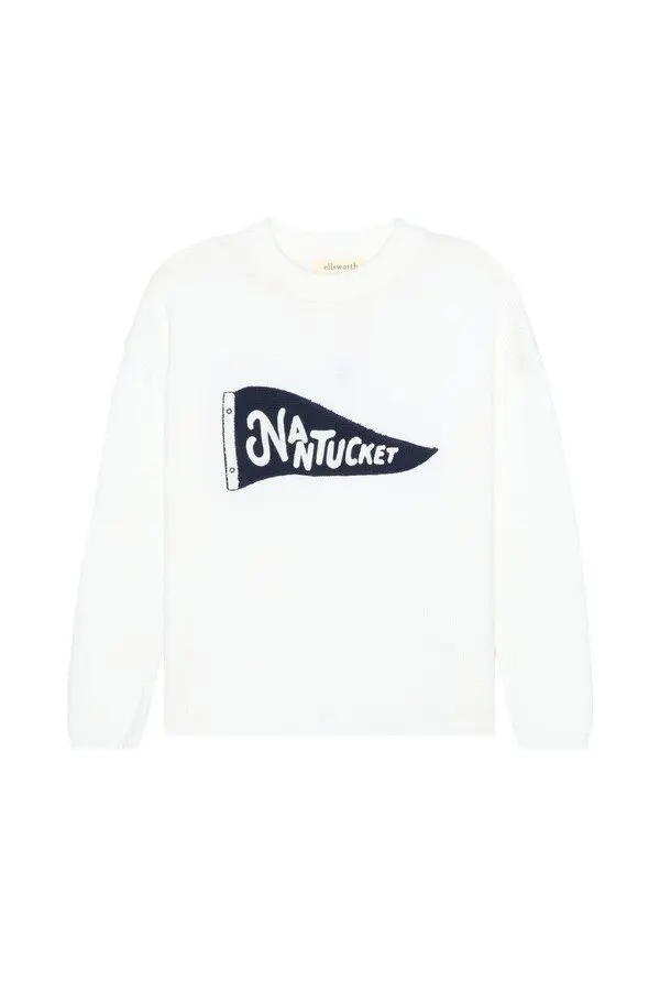 ELLSWORTH + IVEY Sadie Crew Nantucket Pennant Sweater - Navy / Blue