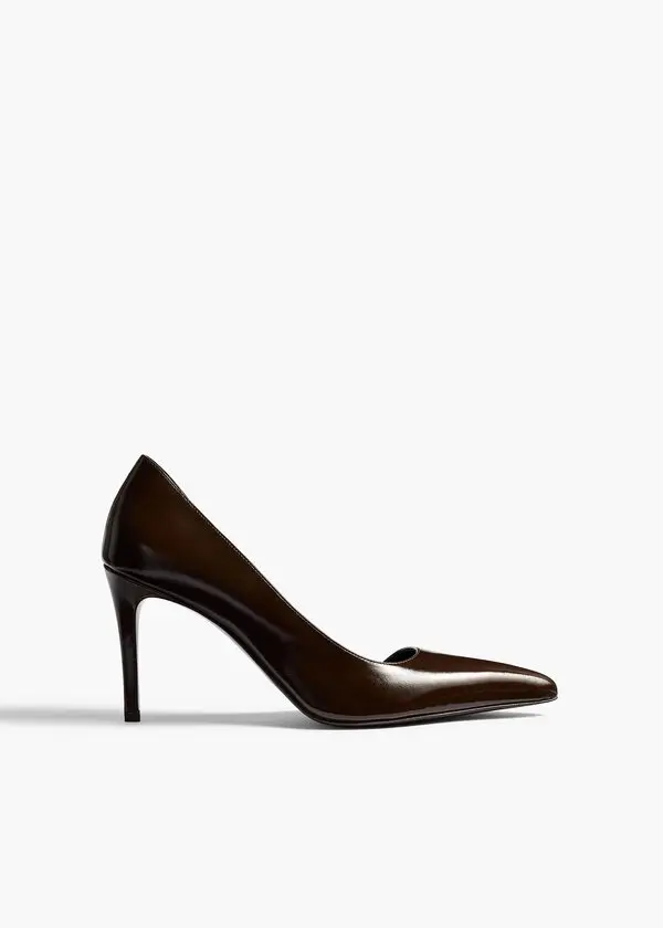 Khaite Jett D'orsay Pumps In Glazed Leather - Cacao