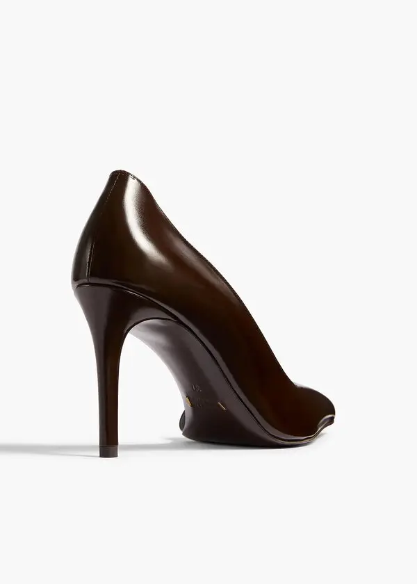 Khaite Jett D'orsay Pumps In Glazed Leather - Cacao