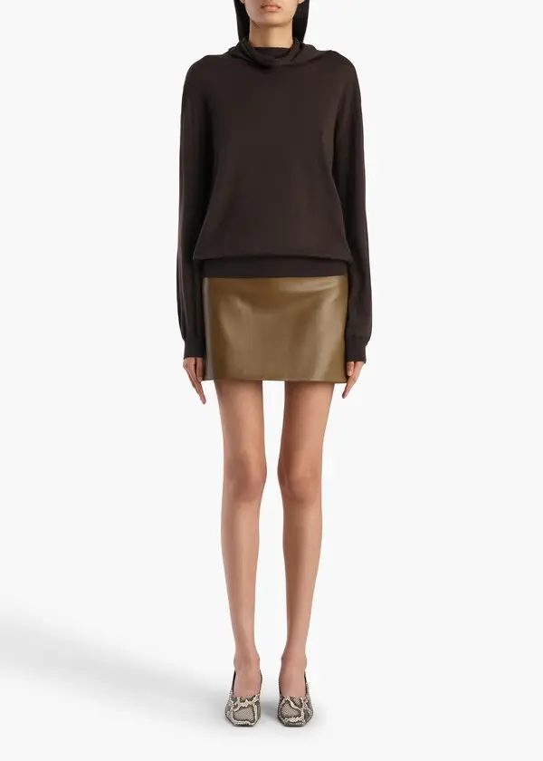 Khaite Annette Merino Wool Turtleneck Sweater - Espresso