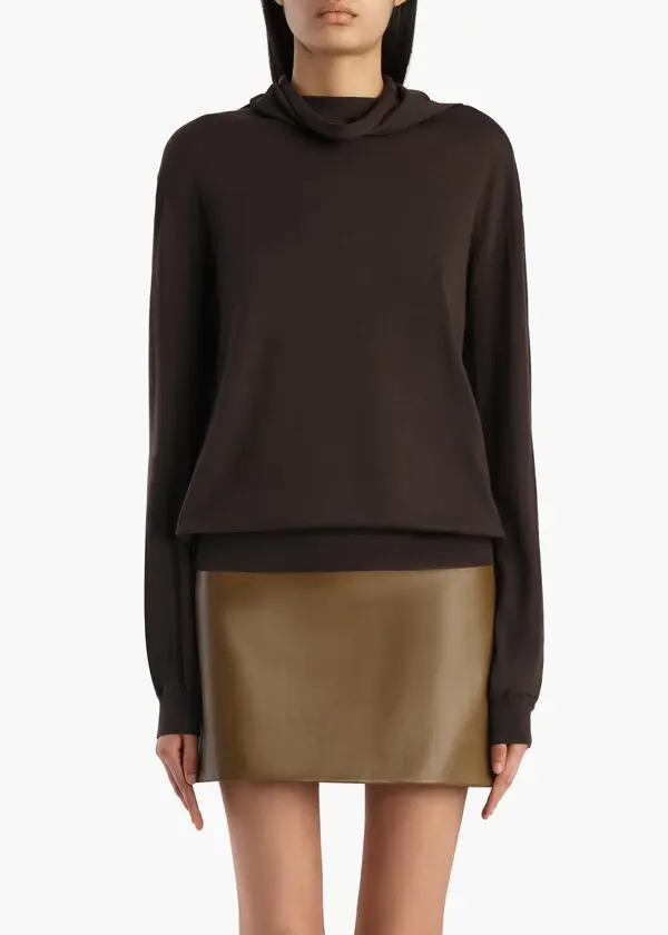 Khaite Annette Merino Wool Turtleneck Sweater - Espresso