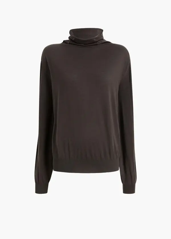 Khaite Annette Merino Wool Turtleneck Sweater - Espresso