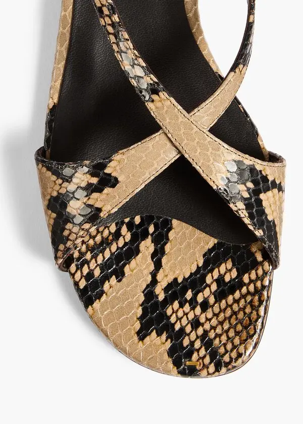 Khaite Liria Ankle Strap Flat Sandal In Python-embossed - Taupe