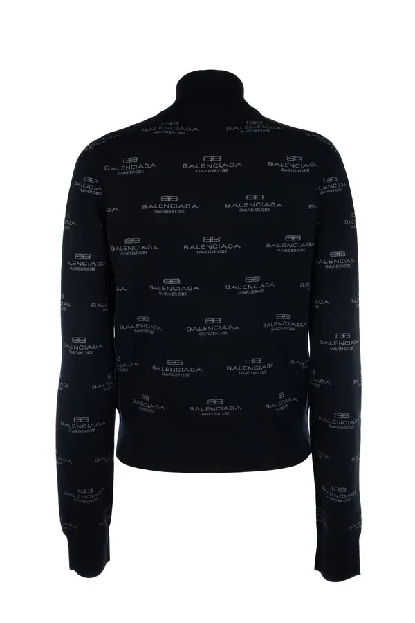 Balenciaga Zip Up Knitwear With All-over Logo Print - Multicolor