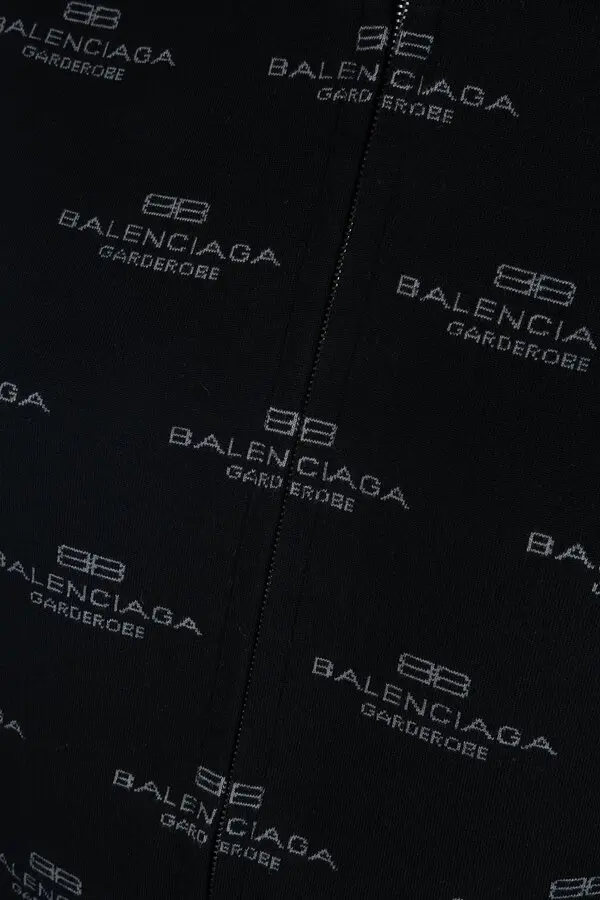 Balenciaga Zip Up Knitwear With All-over Logo Print - Multicolor