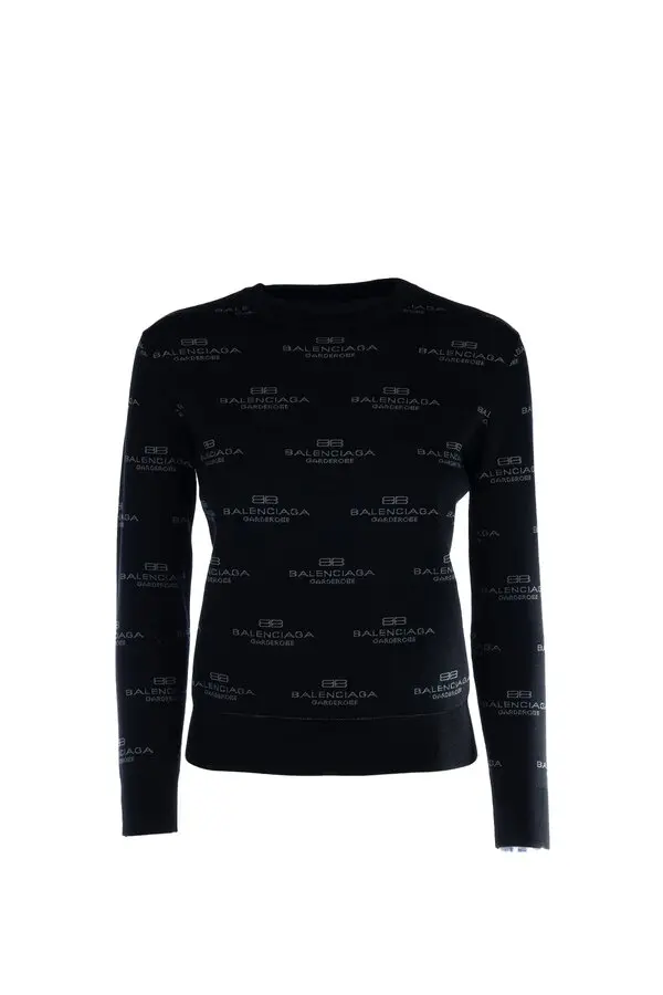Balenciaga All-over Logo Knitwear - Multicolor
