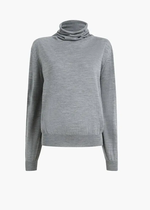 Khaite Annette Merino Wool Turtleneck - Sterling