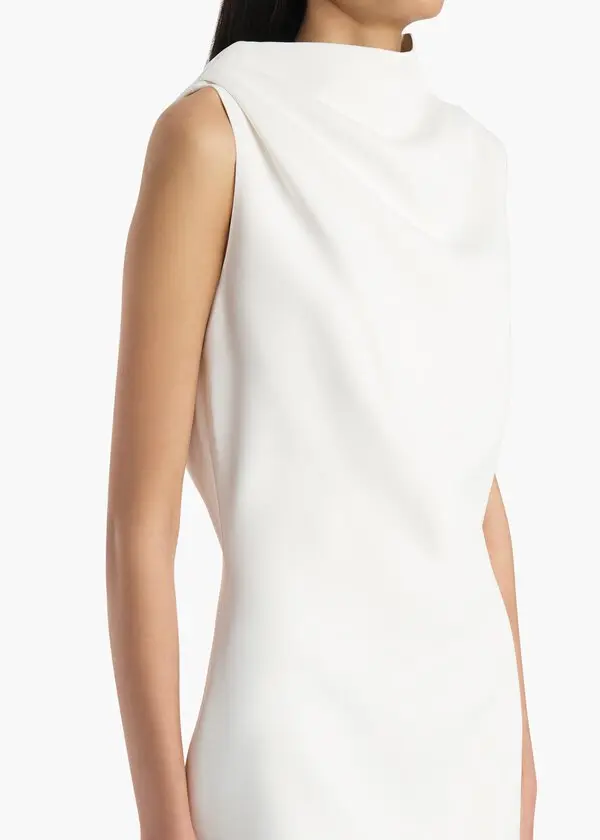 Khaite Astor Draped Crepe Satin Mini Dress - Chalk
