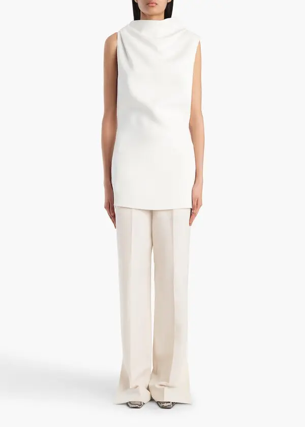 Khaite Astor Draped Crepe Satin Mini Dress - Chalk