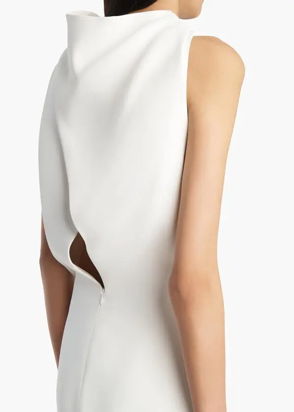 Khaite Astor Draped Crepe Satin Mini Dress - Chalk