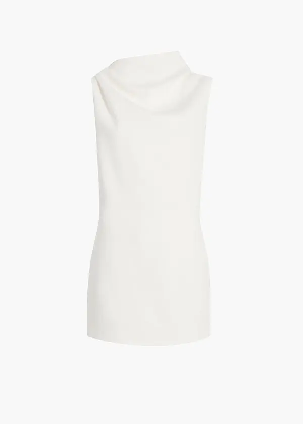 Khaite Astor Draped Crepe Satin Mini Dress - Chalk