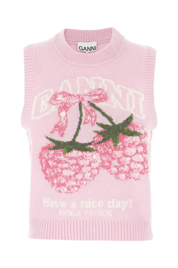 GANNI Have A Nice Day" Cherry Knit Vest - Multicolor