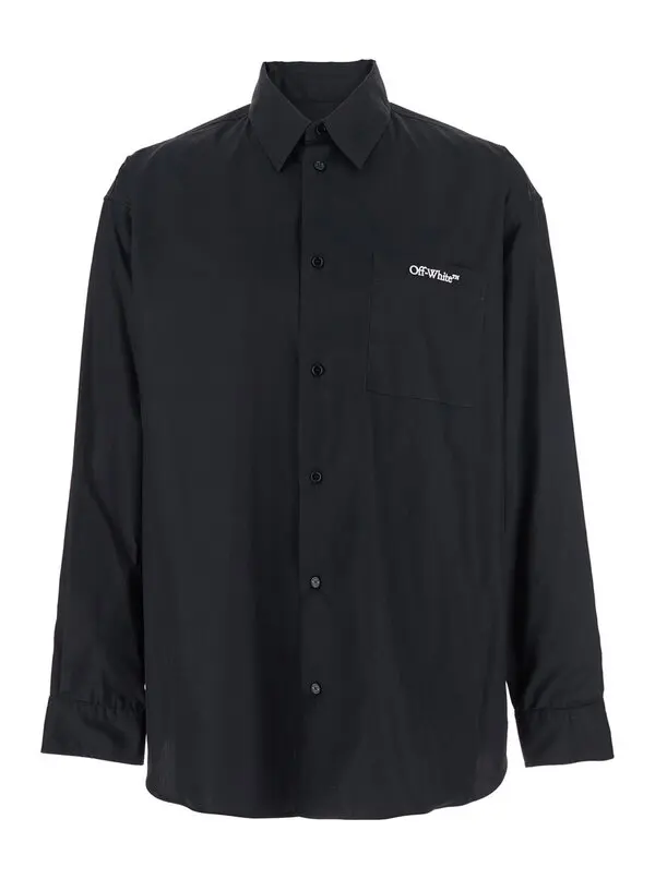 Off-White Brush Arrow' Black Shirt With Logo Lettering On The Front And Maxi Print On The Rear In Cotton Blend - Multicolor