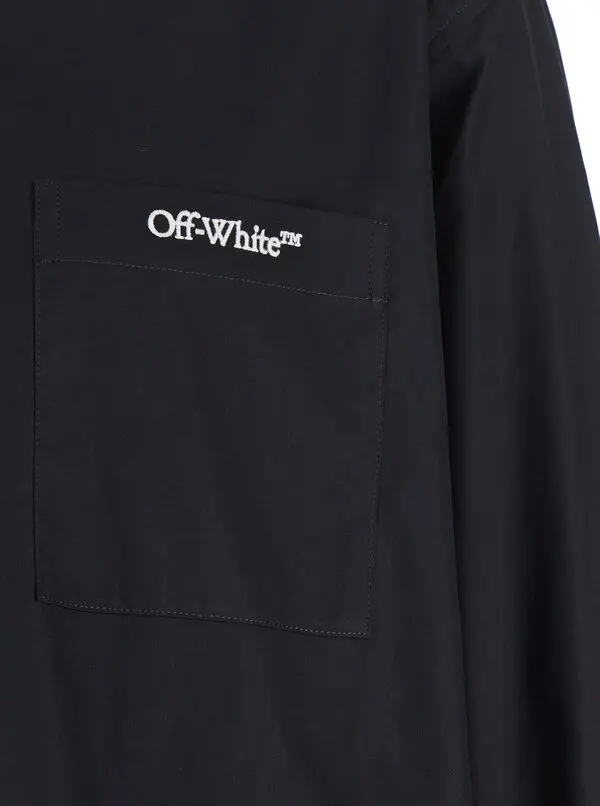 Off-White Brush Arrow' Black Shirt With Logo Lettering On The Front And Maxi Print On The Rear In Cotton Blend - Multicolor