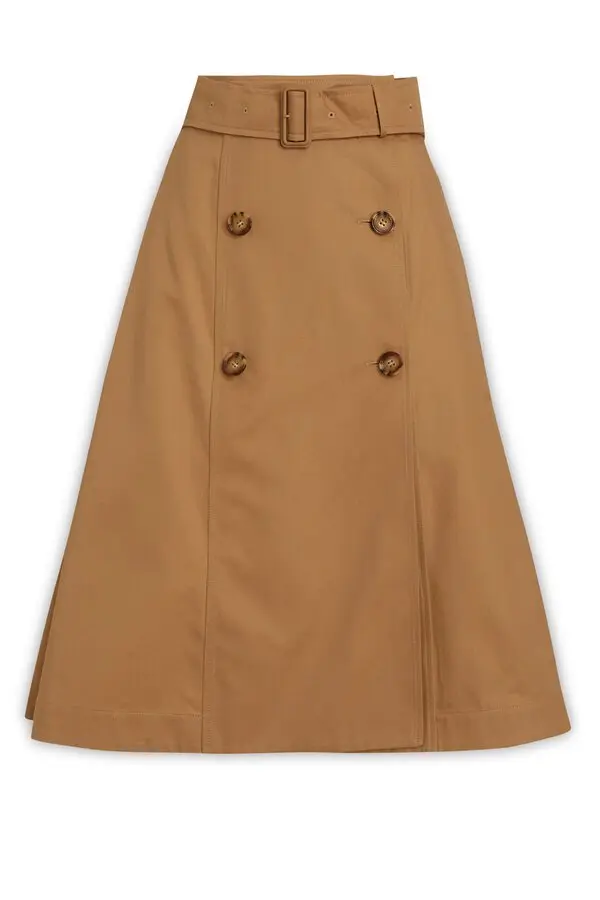 Burberry Belted Skirt With Button Detail