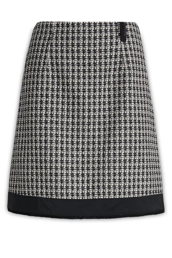 Moncler Houndstooth Patterned Skirt With Zipper Detail