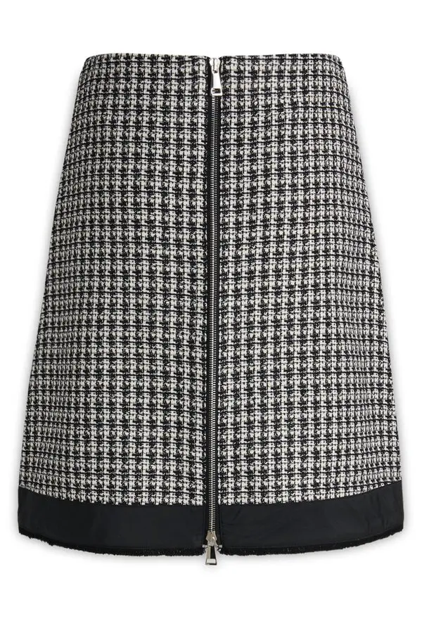 Moncler Houndstooth Patterned Skirt With Zipper Detail