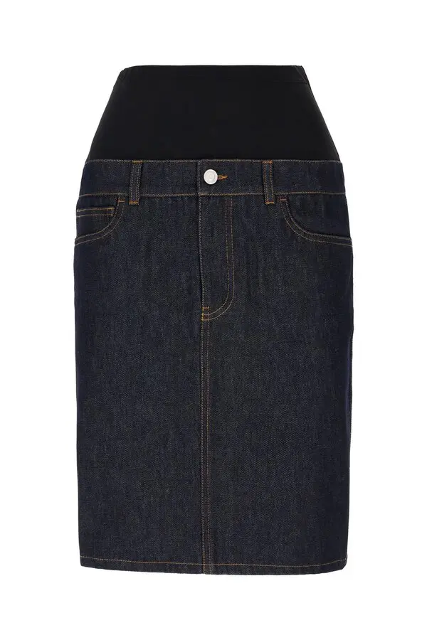 Coperni Denim Skirt With Silver Tone Detail - Multicolor