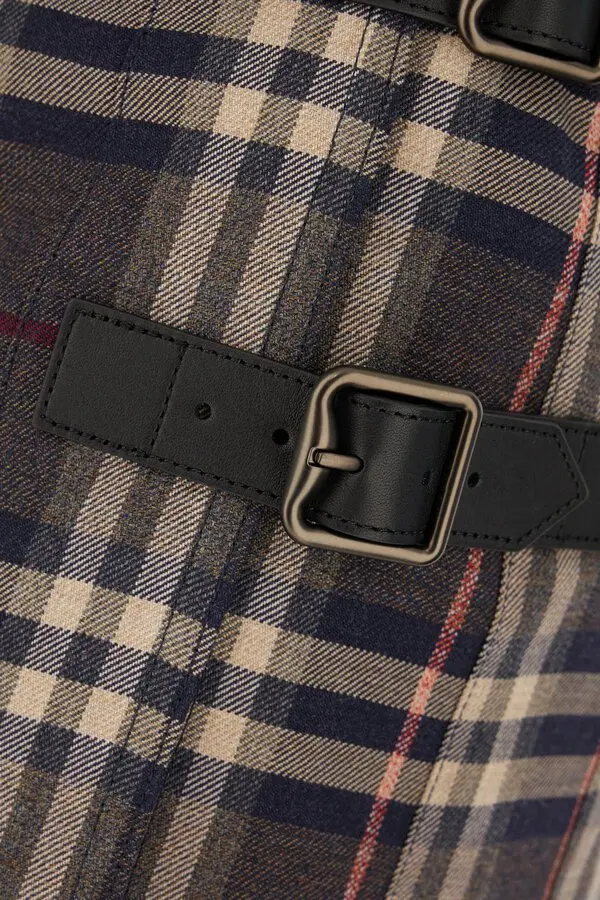 Burberry Tartan Pleated Skirt With Buckle Detail