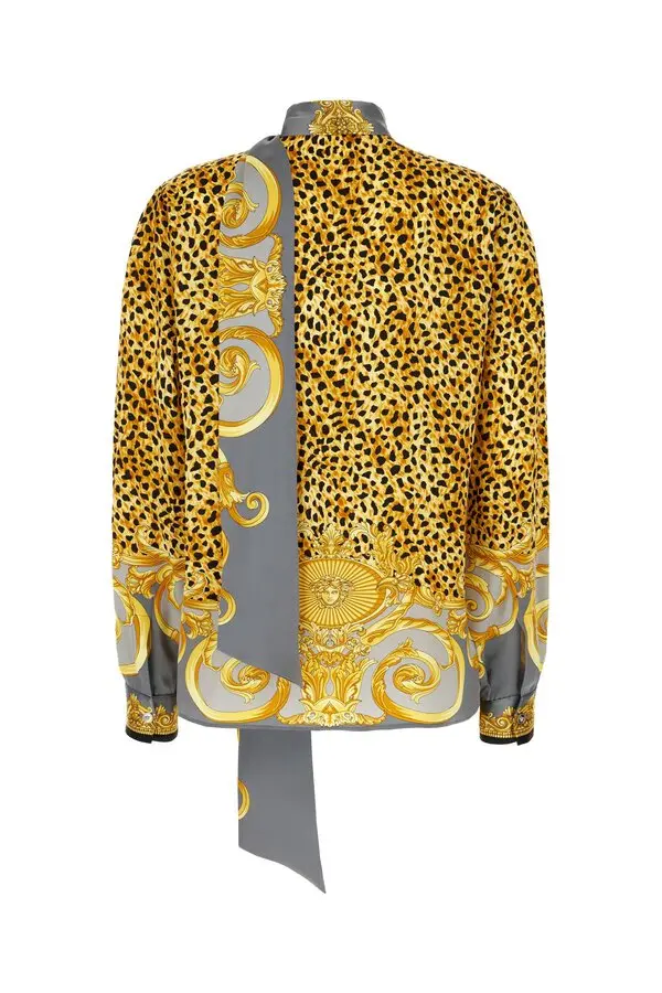 Versace Long Sleeve Printed Silk Blouse
