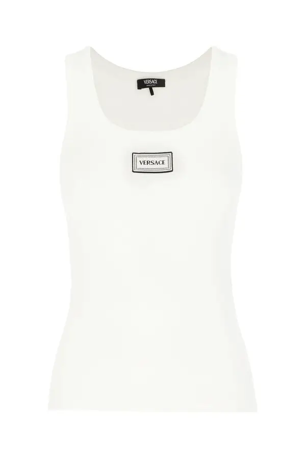 Versace Ribbed Tank Top With Logo Detail