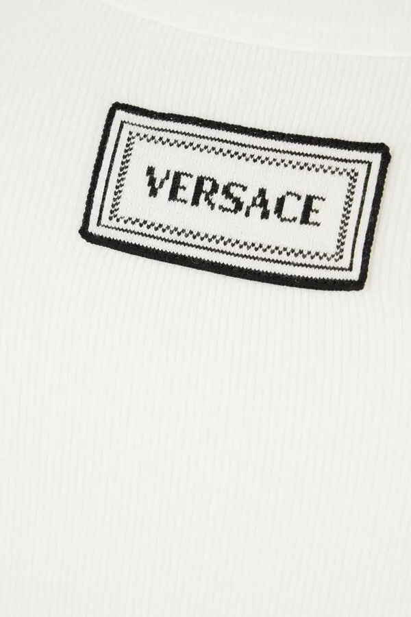 Versace Ribbed Tank Top With Logo Detail
