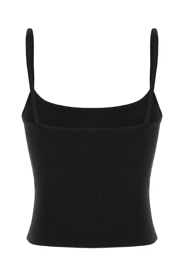 DIESEL® Ribbed Cropped Tank Top With Logo Detail