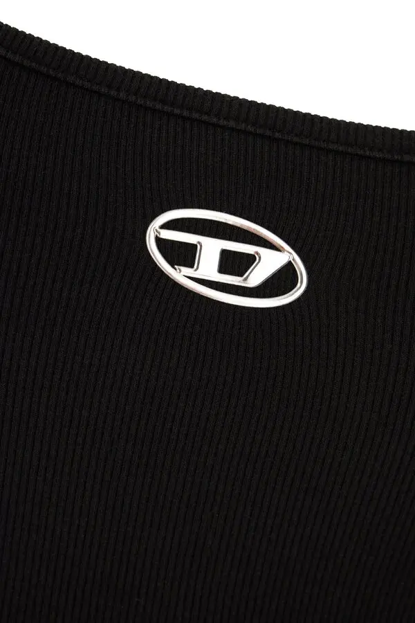 DIESEL® Ribbed Cropped Tank Top With Logo Detail