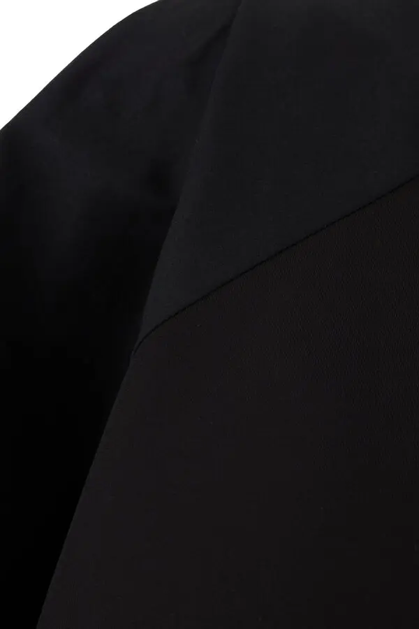 Max Mara Black Cropped Top With Drawstring Sleeves