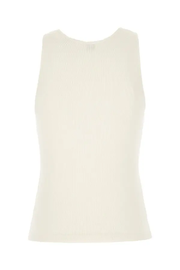 Saint Laurent Ribbed Tank Top With Logo Detail