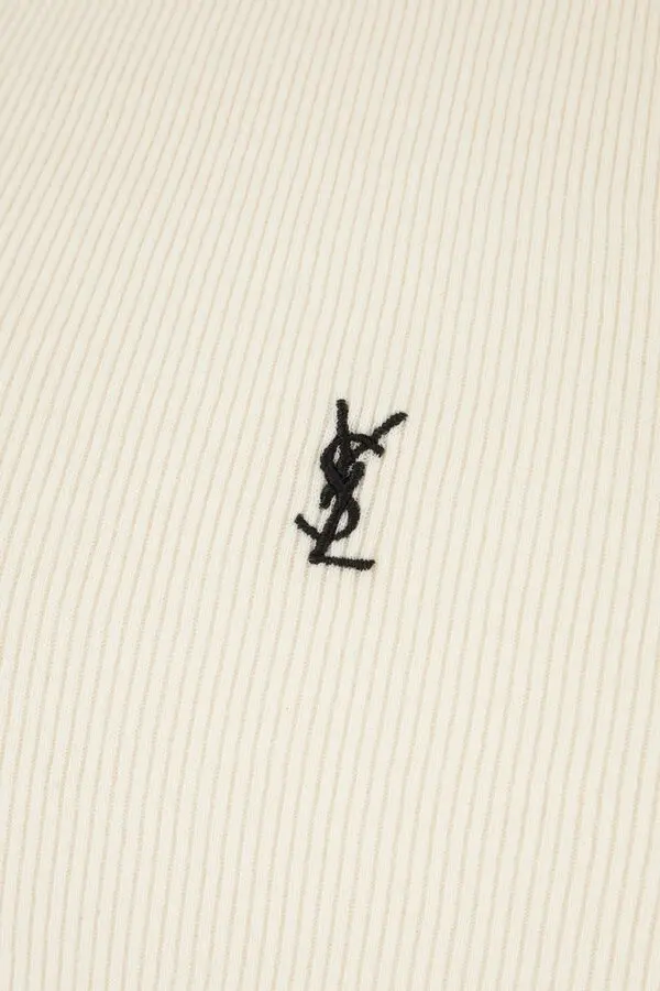 Saint Laurent Ribbed Tank Top With Logo Detail