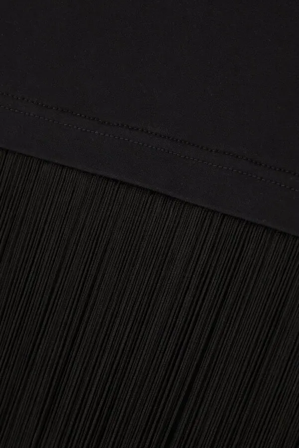 Alaïa Black T-shirt With Fringe Detail