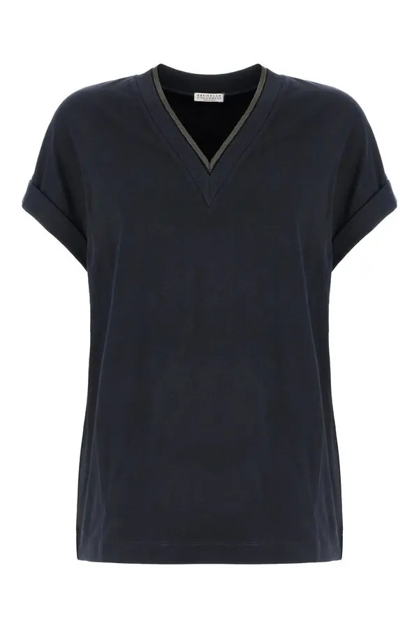 Brunello Cucinelli Embellished V-neck T-shirt
