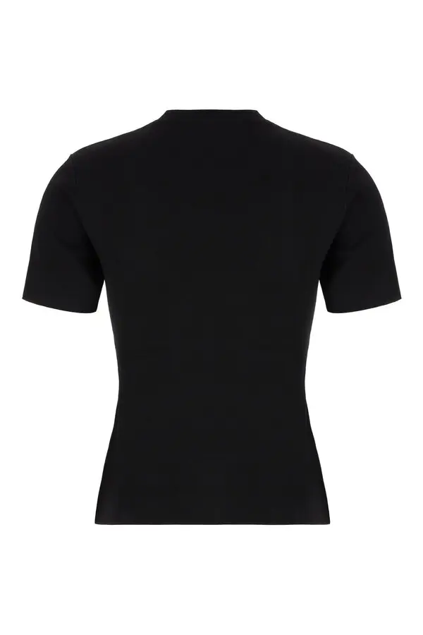 Max Mara Ribbed T-shirt With Embossed Logo - Multicolor