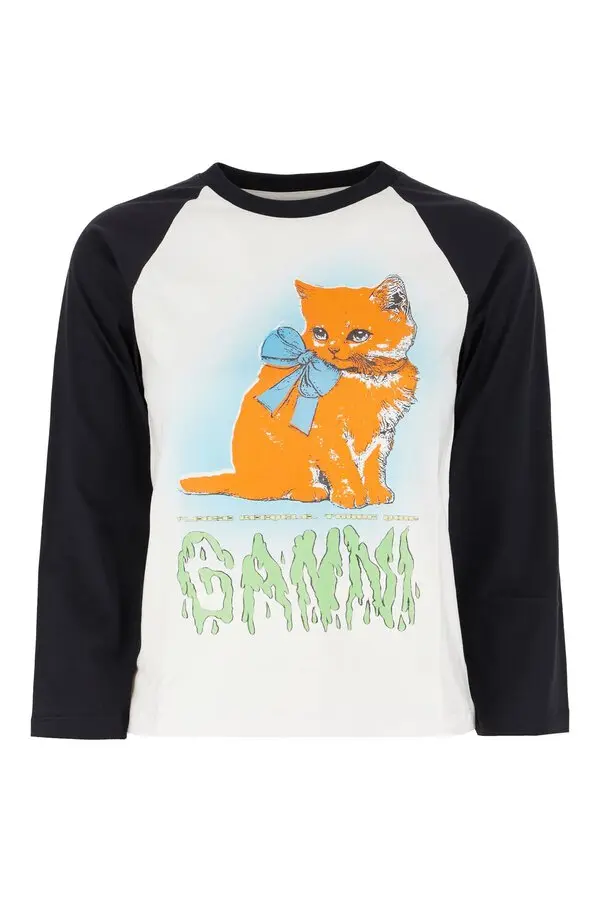 GANNI Graphic T-shirt With Bow Detail - Multicolor