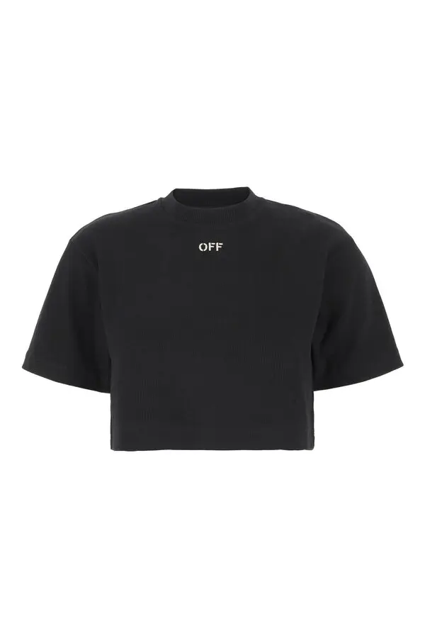 Off-White Cropped Ribbed T-shirt - Multicolor