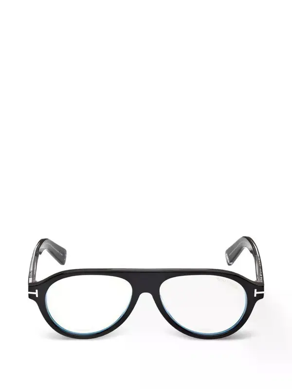 TOM FORD T-logo Pilot-frame Glasses - Black