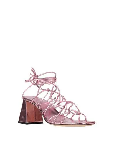 By Far Metallic Leather Block Heel Sandals