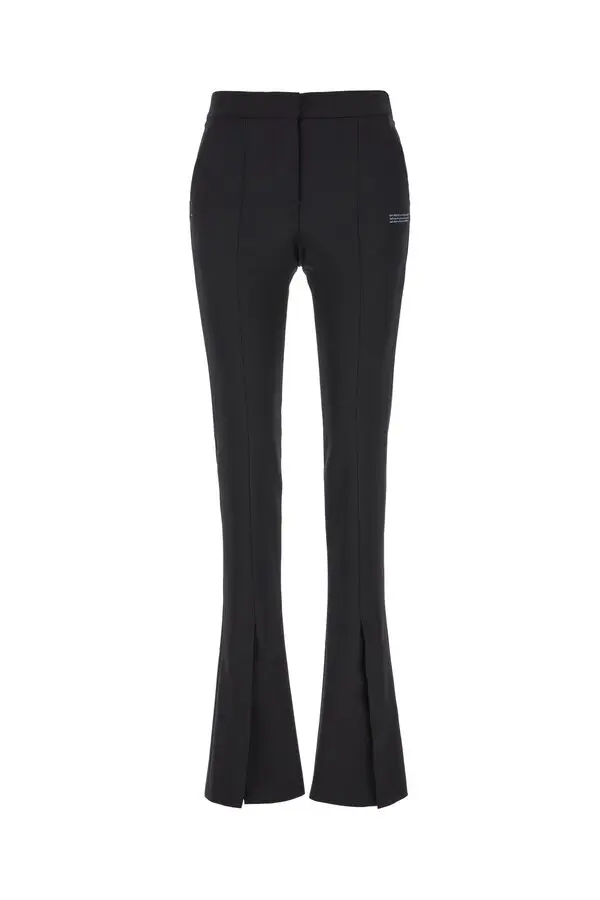 Off-White Flared Trousers With Side Slits - Multicolor