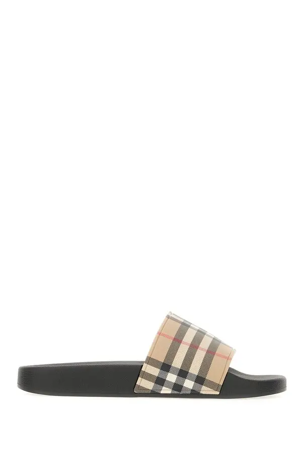 Burberry Checked Slides - Multicolor