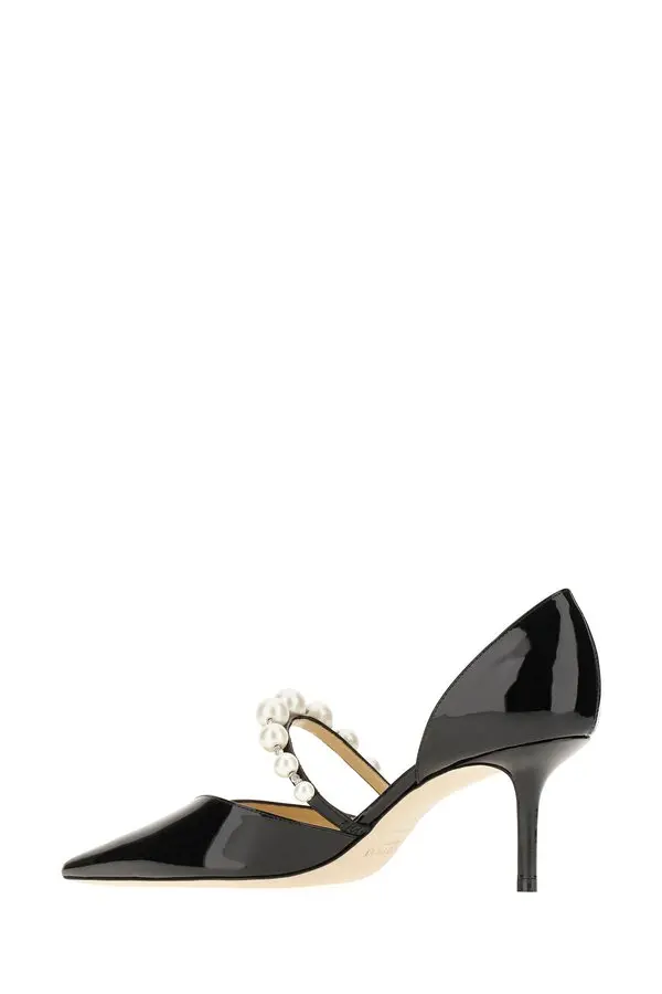 JIMMY CHOO Black Patent Leather Pumps With Pearl Detailing - Multicolor