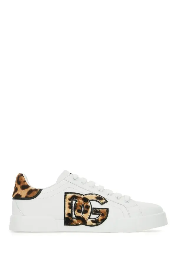 Dolce & Gabbana Leather Sneakers With Leopard Print Accents - Multicolor