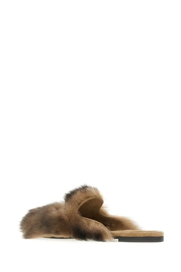 Dolce & Gabbana Embellished Fur Slippers - Multicolor