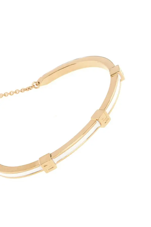 Fendi Gold Tone Bracelet With Logo Detail